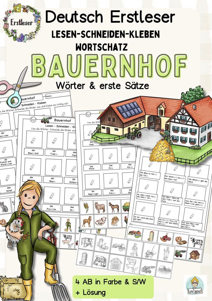 Lerntagebuch - Leseübung 1. Klasse, DaZ, Wortschatz Bauernhof