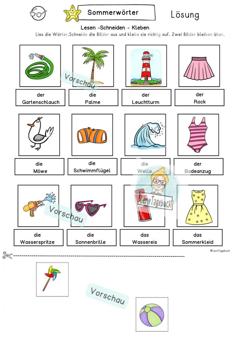 Lerntagebuch - Leseübung Sommer, Klasse 1, Klasse 2, Daz Leseförderung