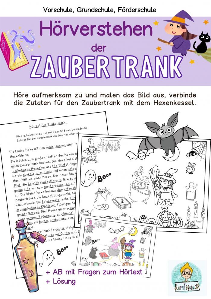 Lerntagebuch - Hörübung Deutsch, Zuhören und Malen, Hörverstehen ...