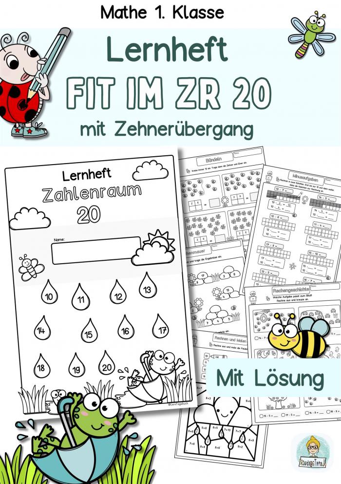 Lerntagebuch - Mathe Lernheft Zahlenraum 20 mit Zehnerübergang