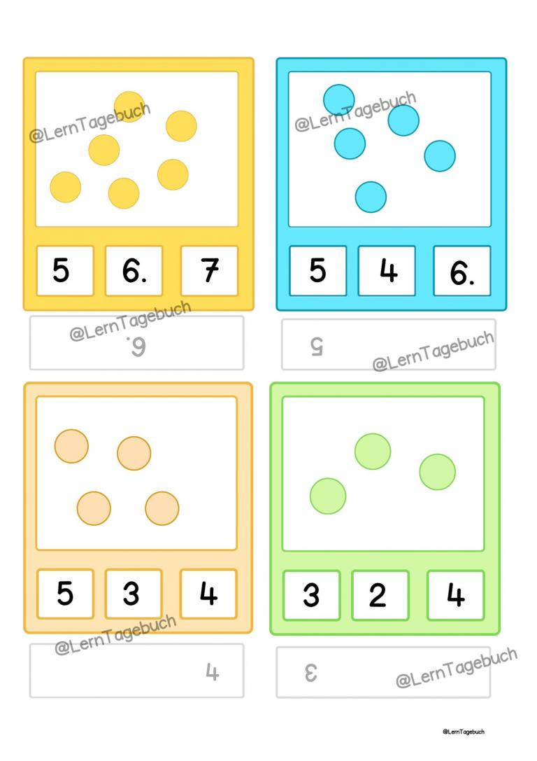 Lerntagebuch - Mathe Klammerkarten Zahlenraum 10, Mengenerfassung