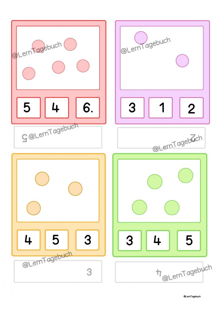 Lerntagebuch - Mathe Klammerkarten Zahlenraum 10, Mengenerfassung