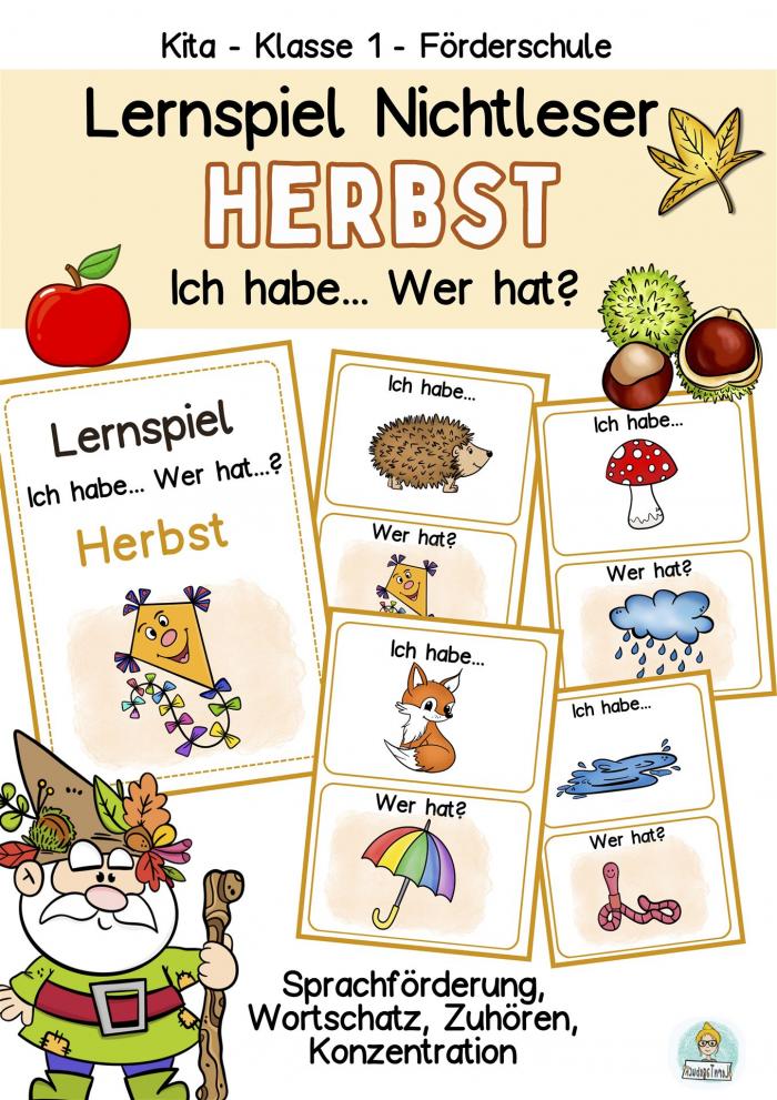 Lerntagebuch - Herbst Lernspiel Nichtleser Ich habe.. Wer hat?