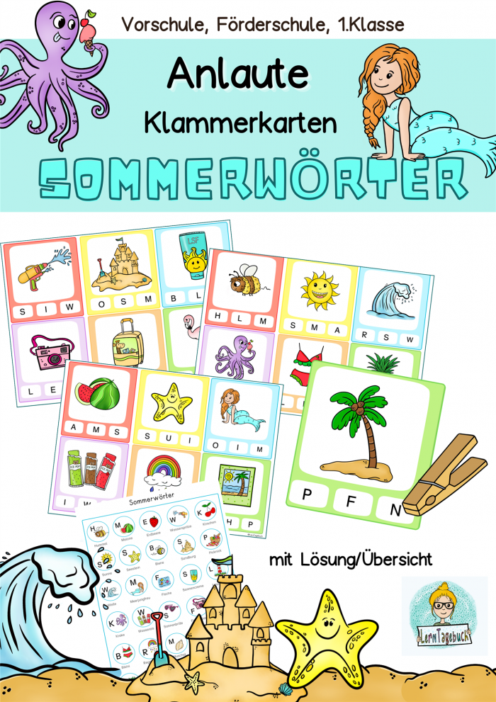 Lerntagebuch - Anlaute Bildkarten Sommer